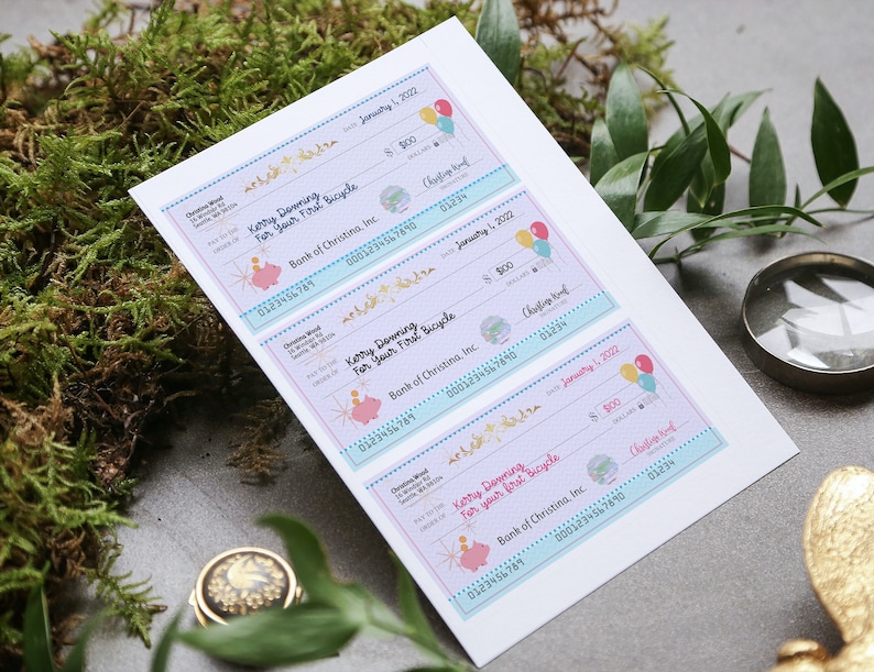 Editable Blank Check Template, Kids, Holiday Last Minute Gift, Birthday ...