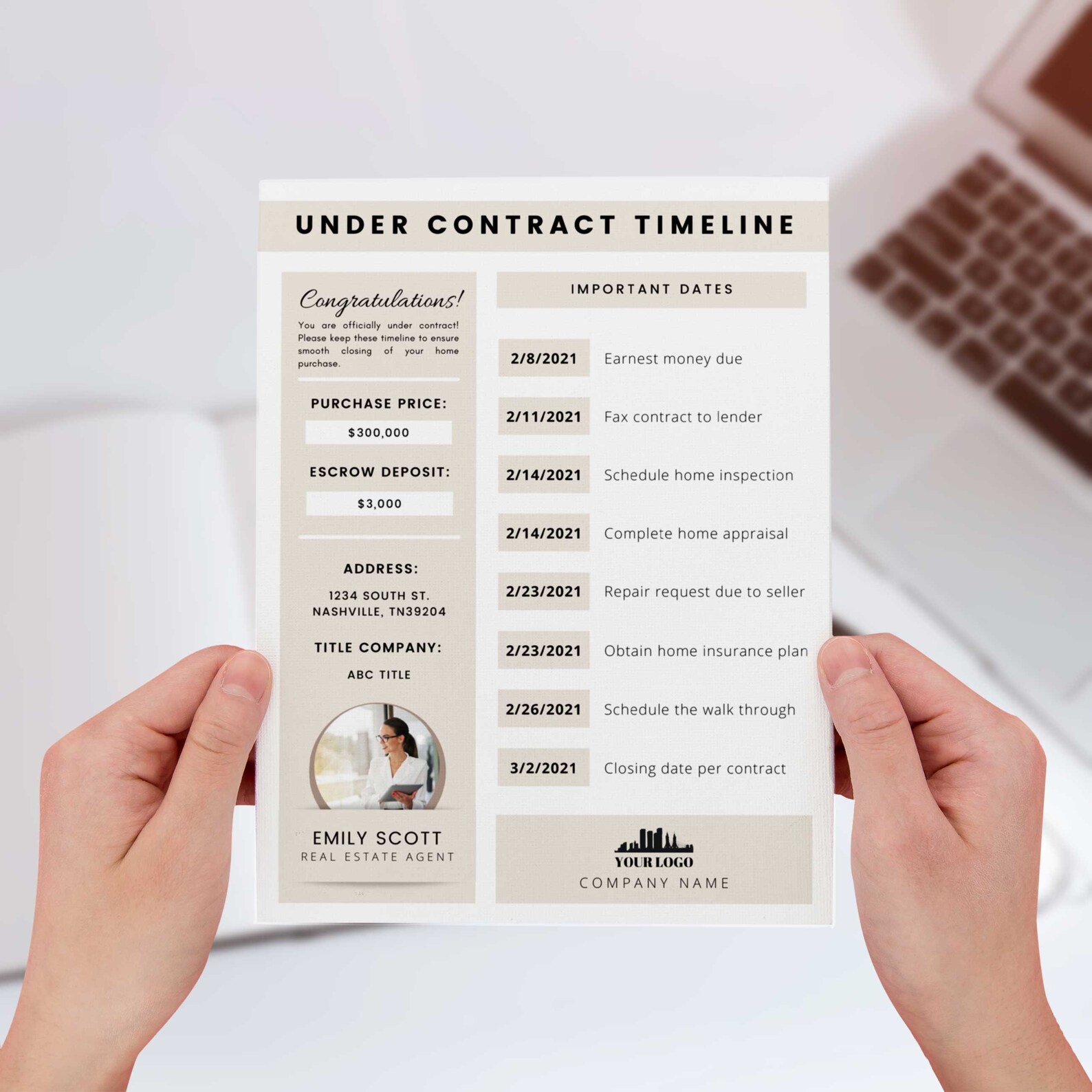 Under Contract Timeline for Real Estate Canva Realtor - Etsy