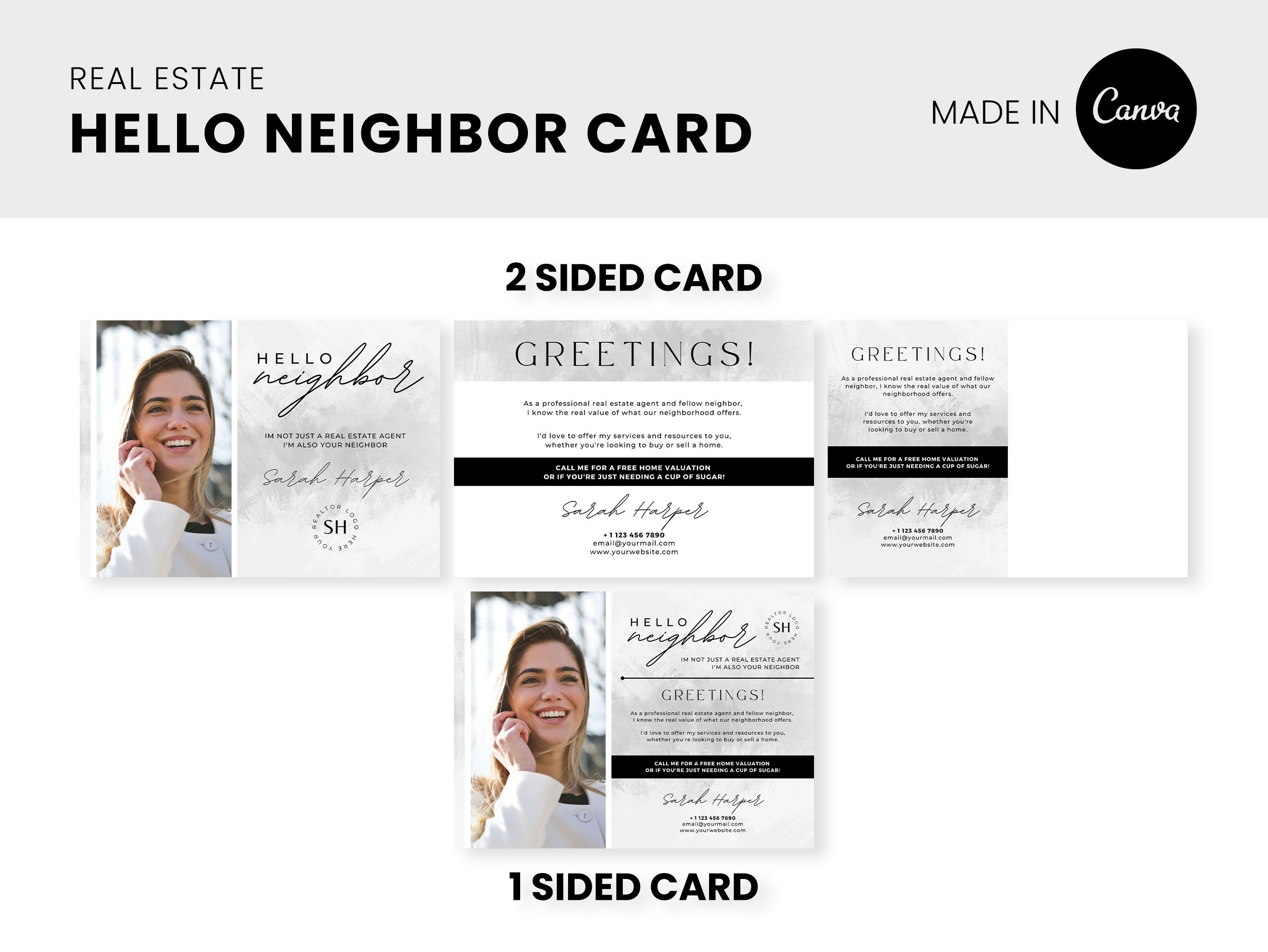 Hello Neighbor Postcard for Realtors, Digital Canva Template for Agent ...