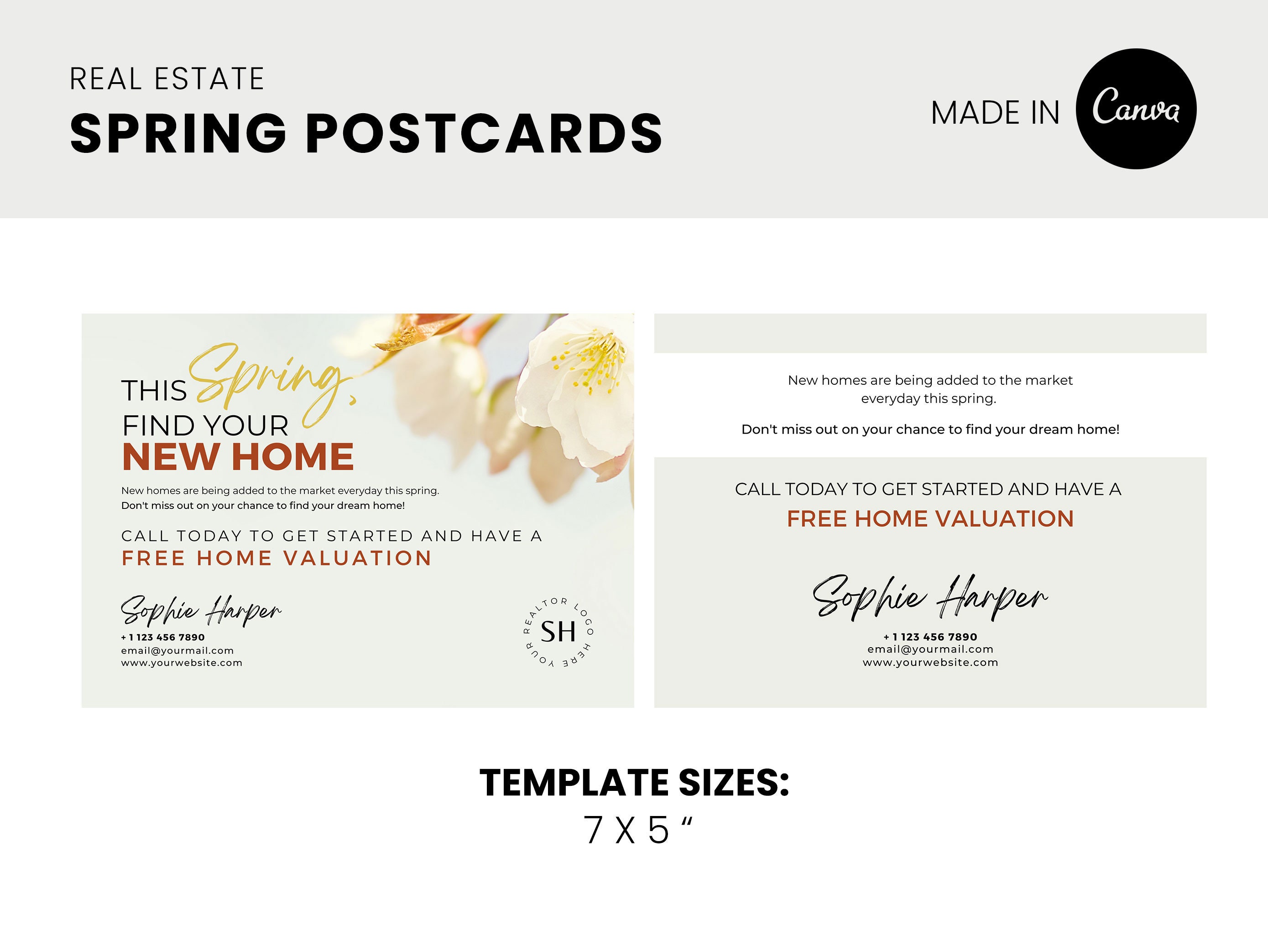 Spring Postcard for Realtors, Digital Canva Template for Agent Branding ...