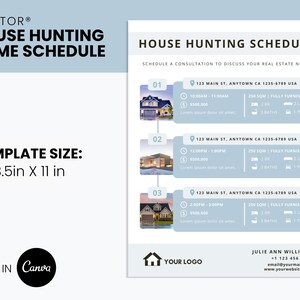 House Hunting Home Schedule for Real Estate Marketing, Canva Realtor ...