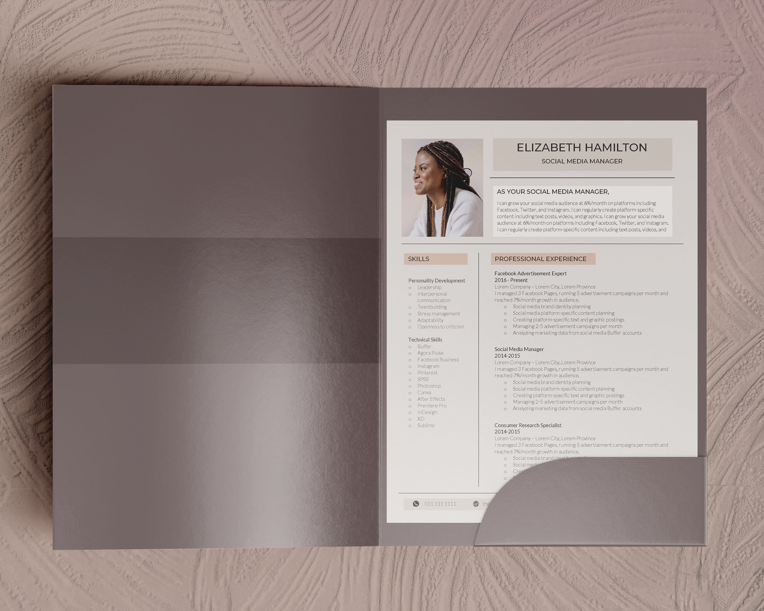 Beige Resume Template With Photo, Pops of Color, Google Docs and ...