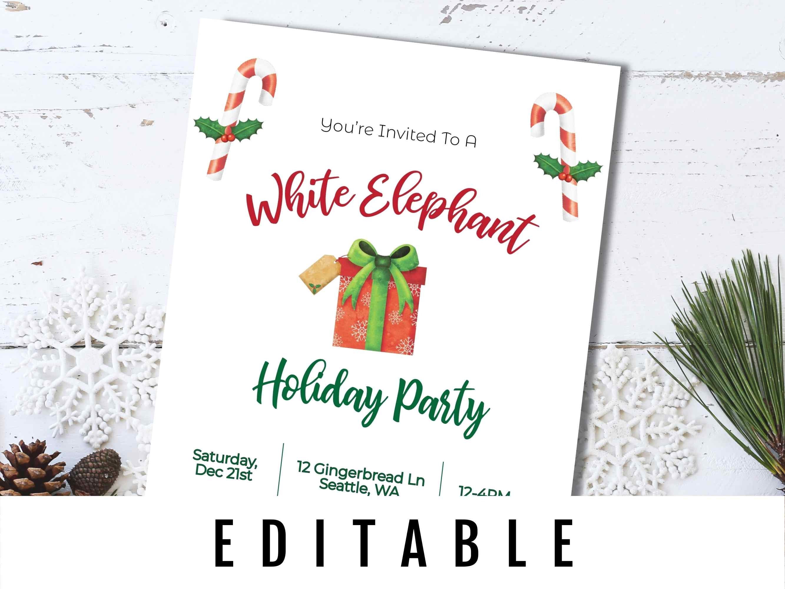 White Elephant Party Invitation - Etsy