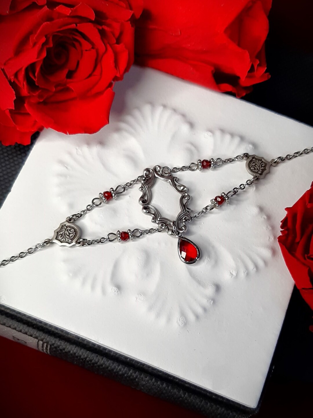 Blood Drop Victorian Choker Vampire Jewelry, Gothic, Edwardian, Antique ...