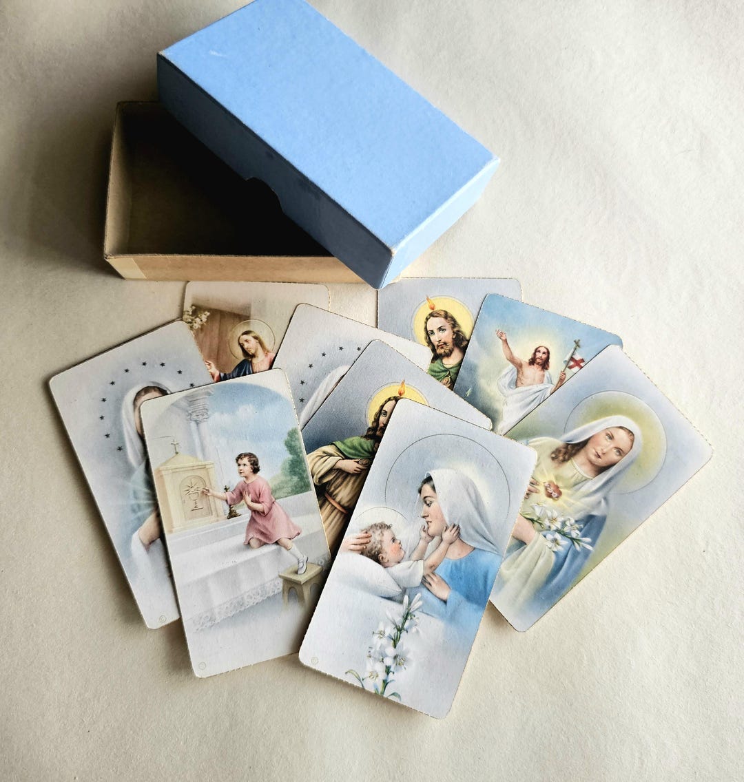 Vintage 1960s Religious Funeral Cards With Gold Gilding Set of 10 in ...