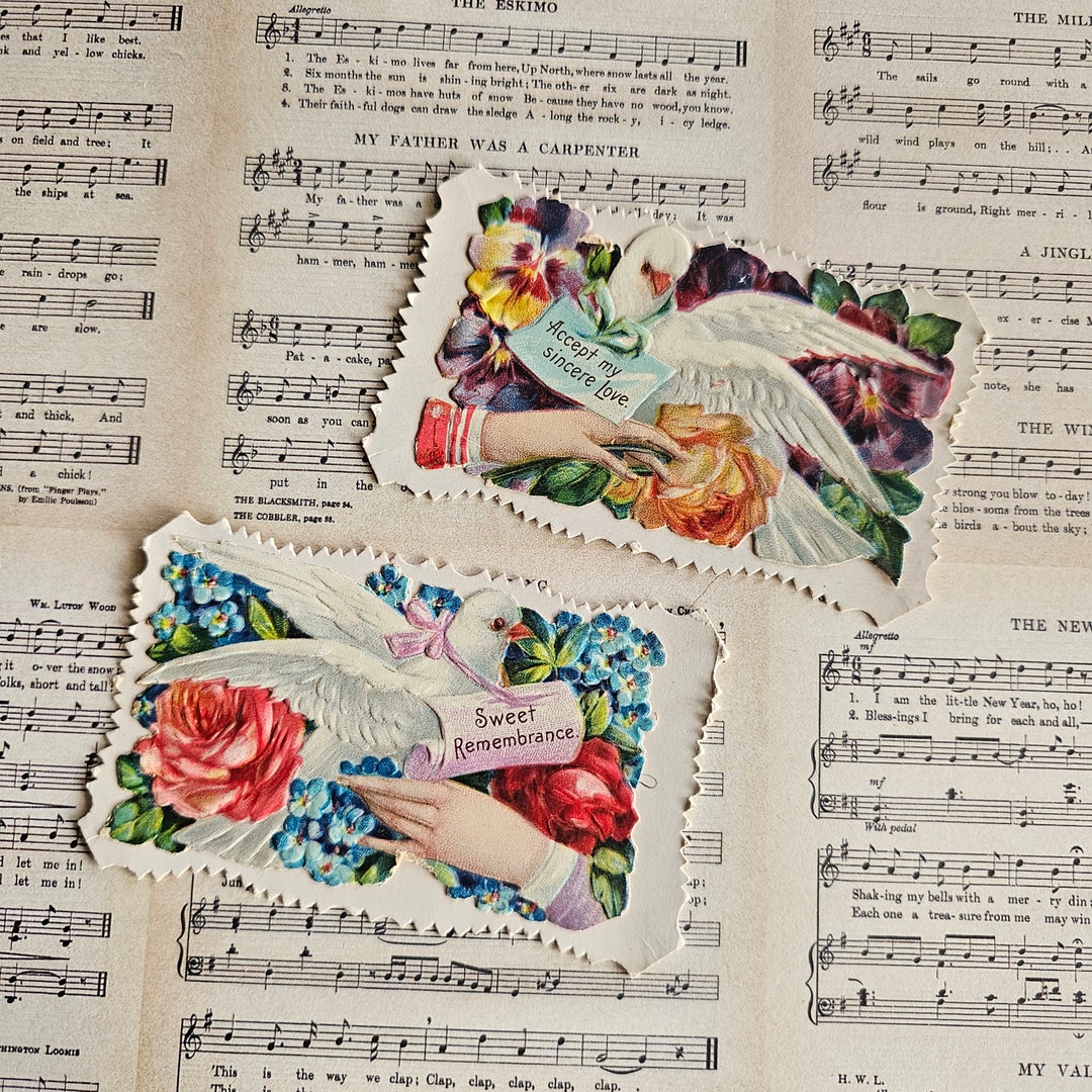 Victorian Antique Calling Cards - Set of 2 -embossed Die-cut Floral ...