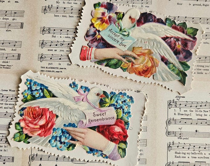 Victorian Antique Calling Cards - Set of 2 -embossed Die-cut Floral ...