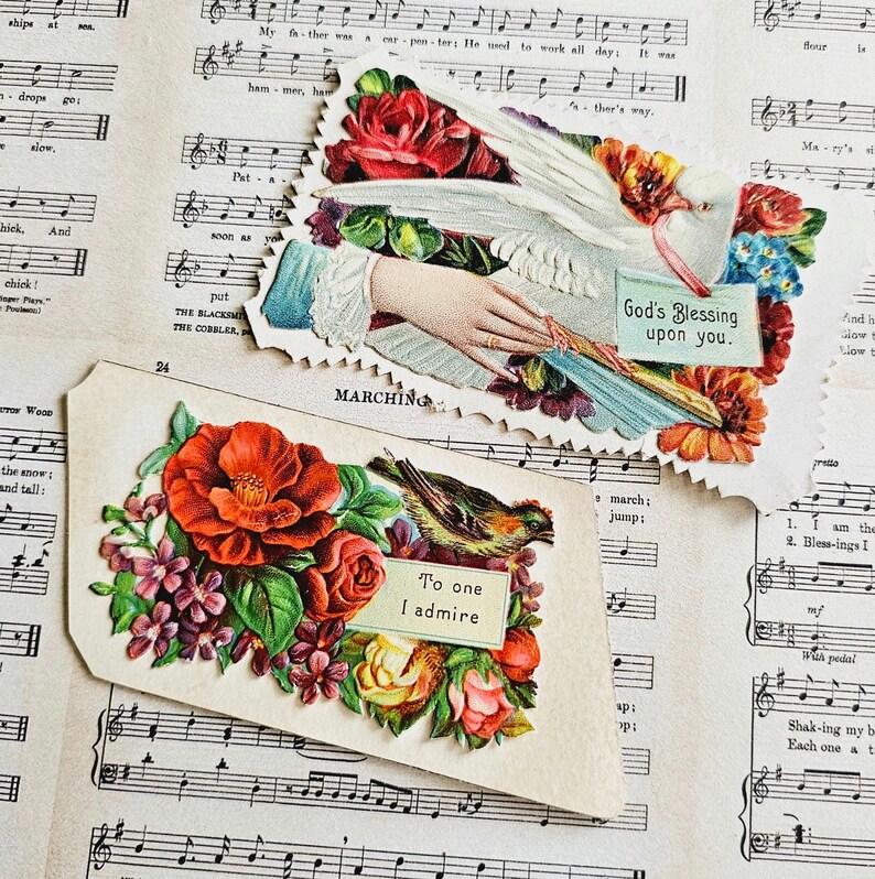 Victorian Antique Calling Cards - Set of 2 -embossed Die-cut Floral ...