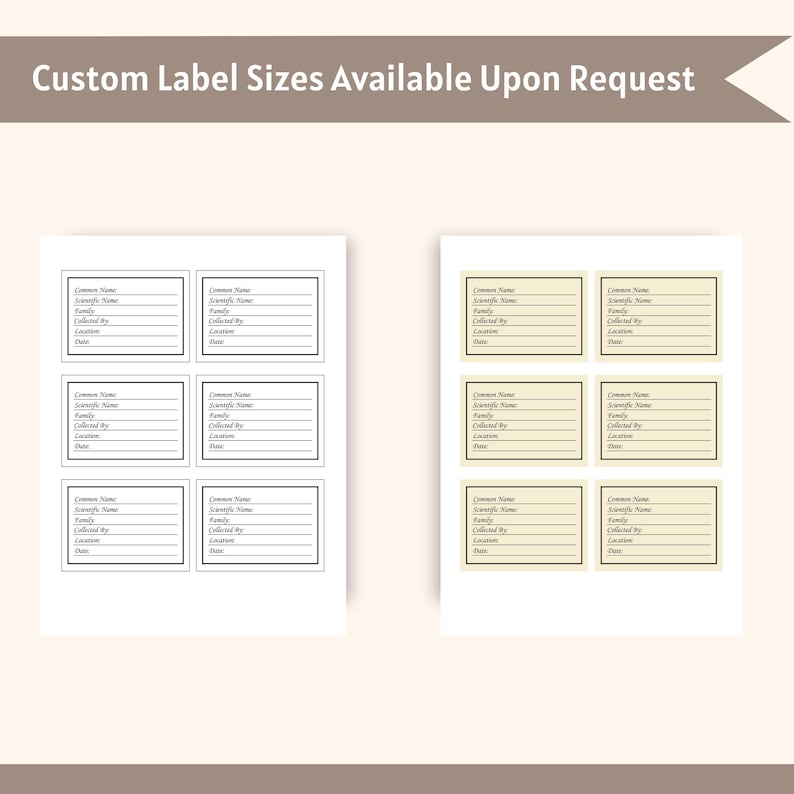Botanical Herbarium Labels Digital Download File | Printable Plant ...