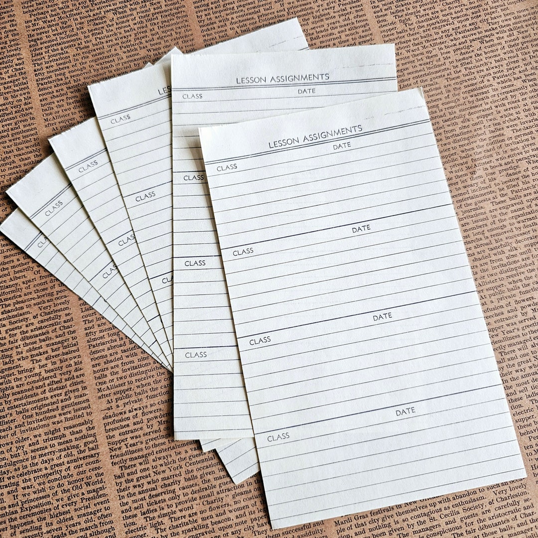Set of 6 Vintage Lined Paper Lesson Assignments Pages, Perfect for Junk ...