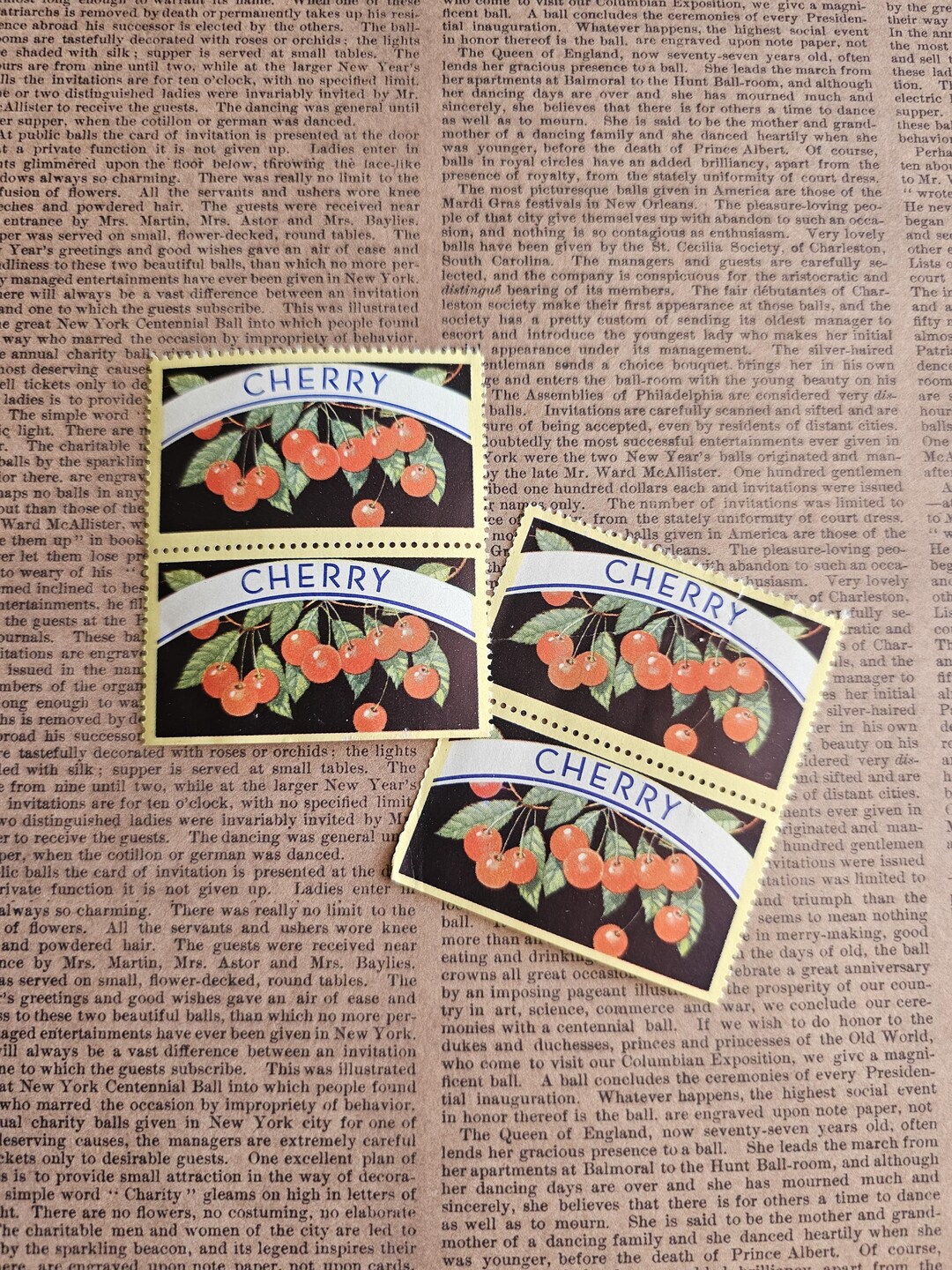 Set of 4 Vintage Cherry Zenith Canning Labels Cherry Gummed Labels ...