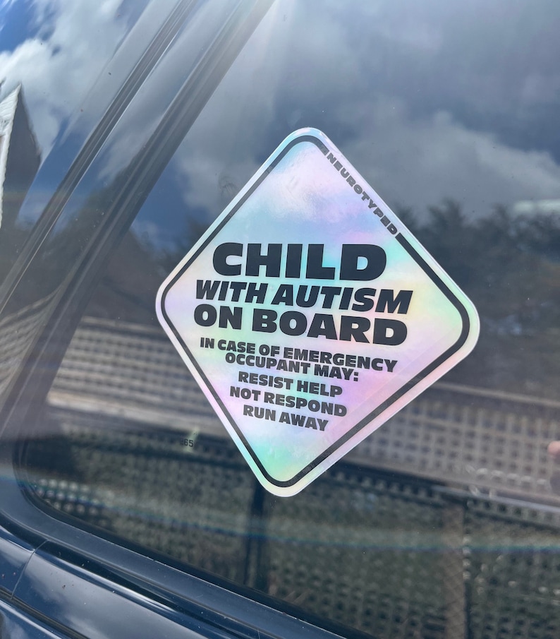 HOLOGRAPHIC CHILD or Person With AUTISM on Board Car Sticker - Etsy