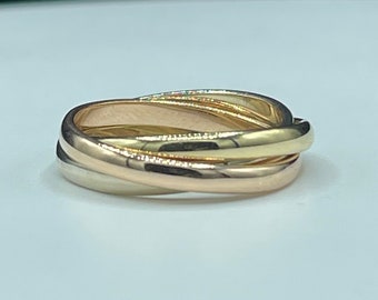 14K Tri-color Gold Crossover Trinity Fancy Ring Size 7 Real 14k Gold - Etsy