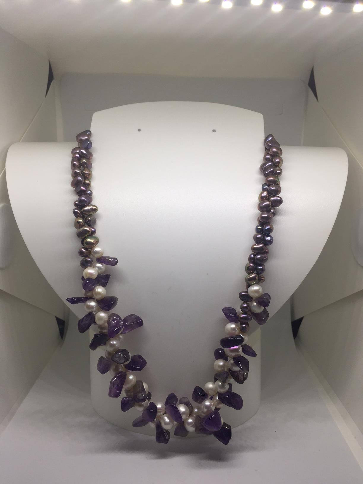 Freshwater Pearl & Amethyst Necklace - Etsy Singapore