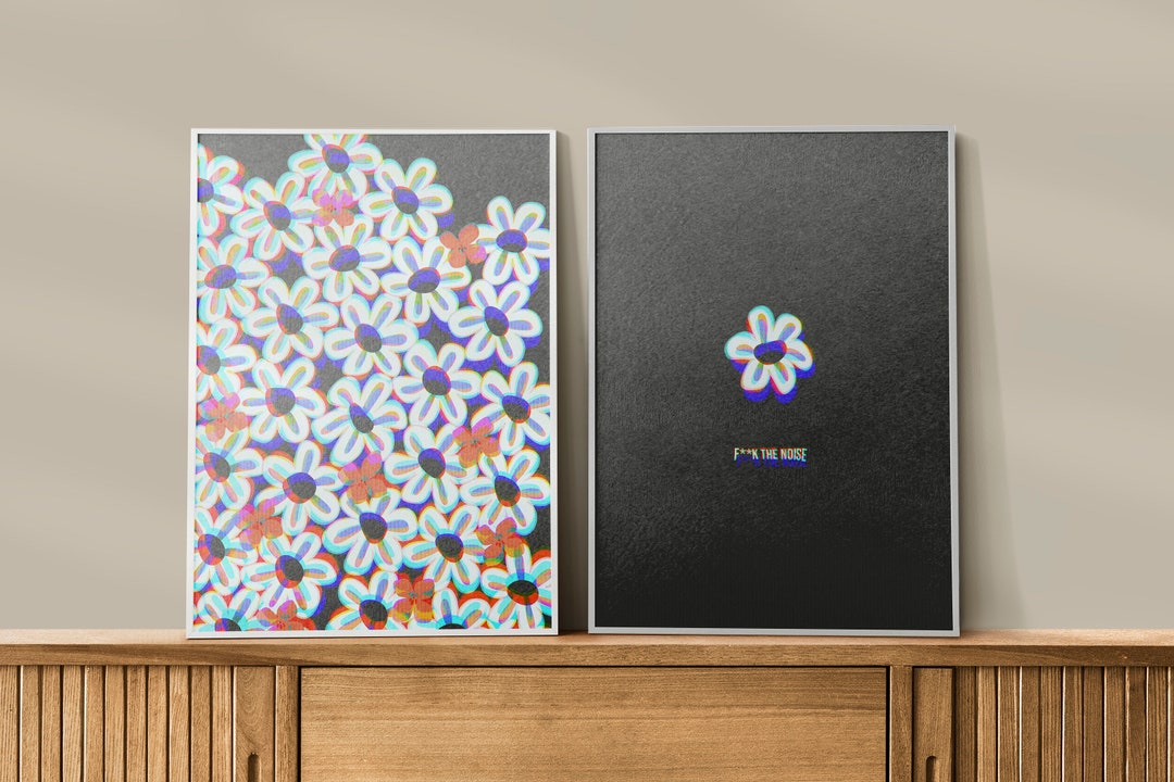 Abstract Flowers Art Print Pop Art Print of Glitch Flowers Glitched ...