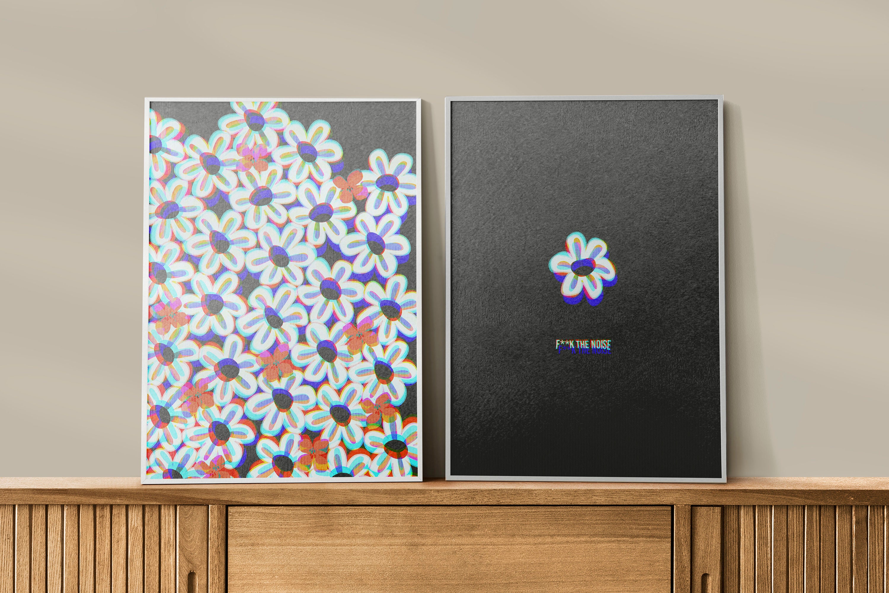 Abstract Flowers Art Print | Pop Art Print of Glitch Flowers | Glitched ...