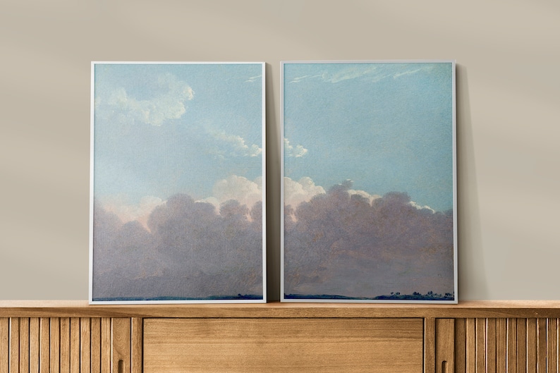 Blue Sky Retro Poster Vintage Printable Pastel Aesthetic - Etsy