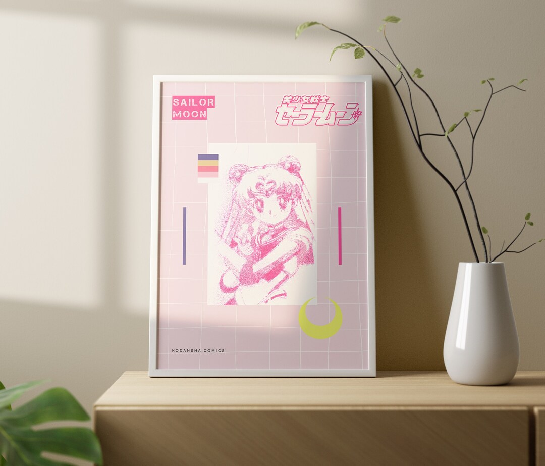 Anime Print Art Poster - Japanese Anime Manga Characters, Pink Anime ...
