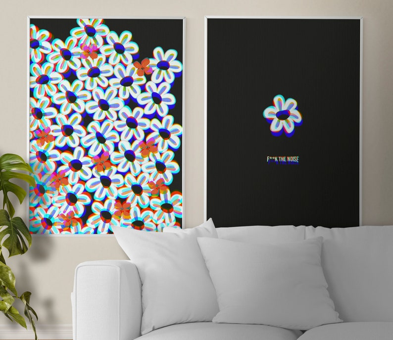 Abstract Flowers Art Print | Pop Art Print of Glitch Flowers | Glitched ...