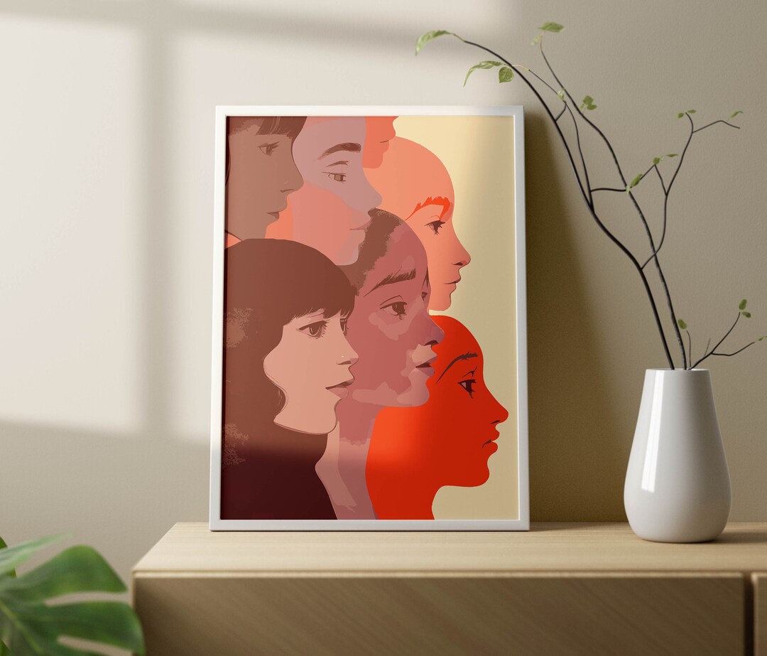 Joined Faces Art Poster Abstract Face Poster, Minimal Art Prints ...