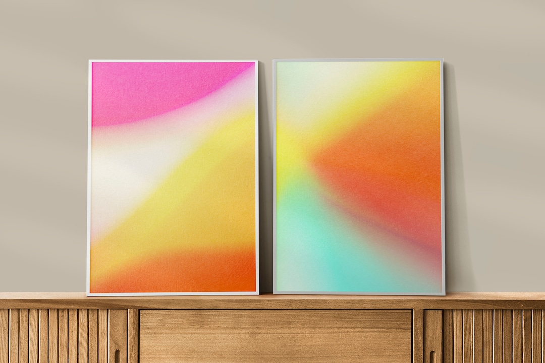 Positive Gradient Posters Set of 2, Colorful Gradient, Gradient Print ...