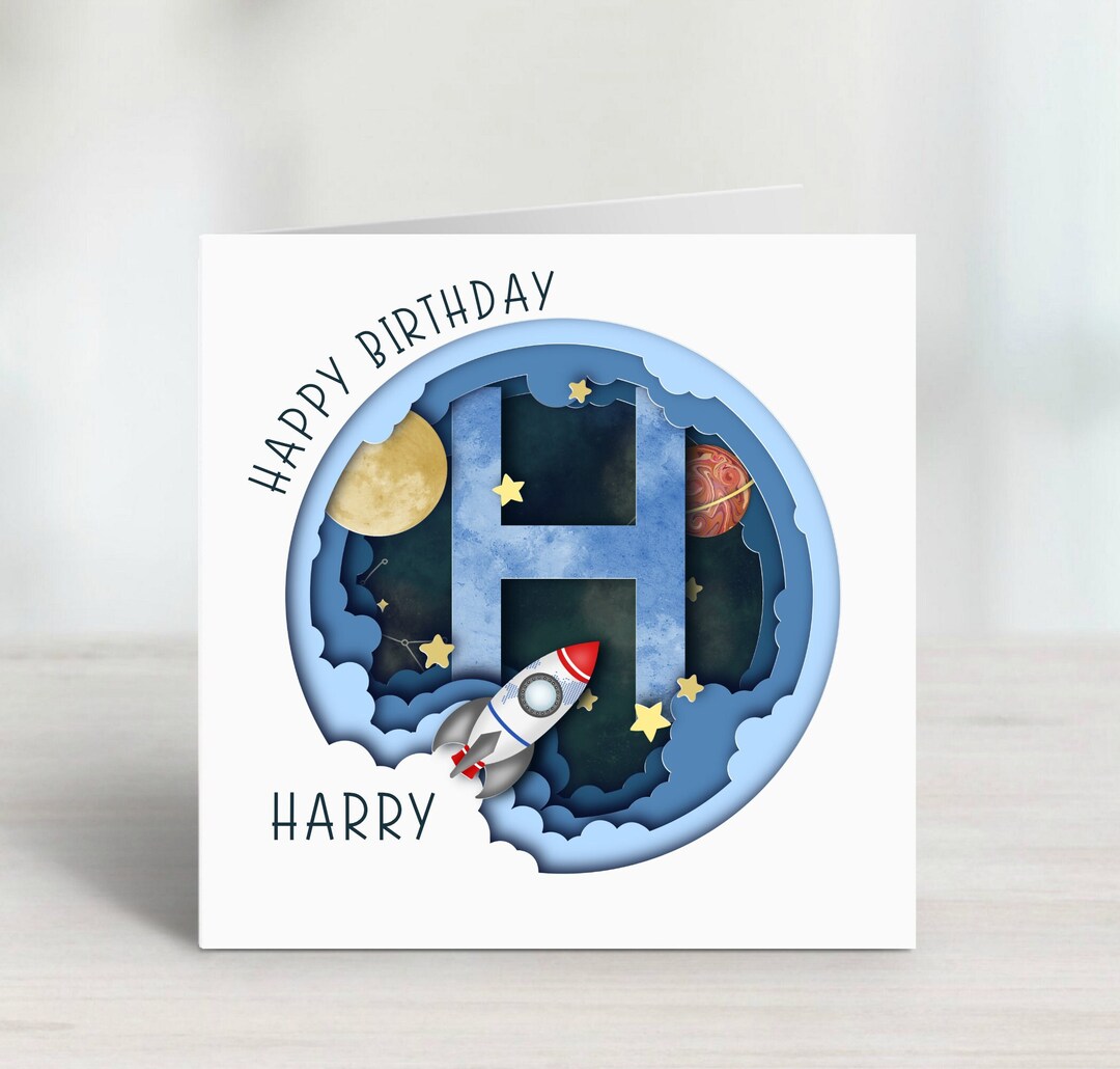 Personalised Space Birthday Card, Space Theme Card, Children's Birthday ...