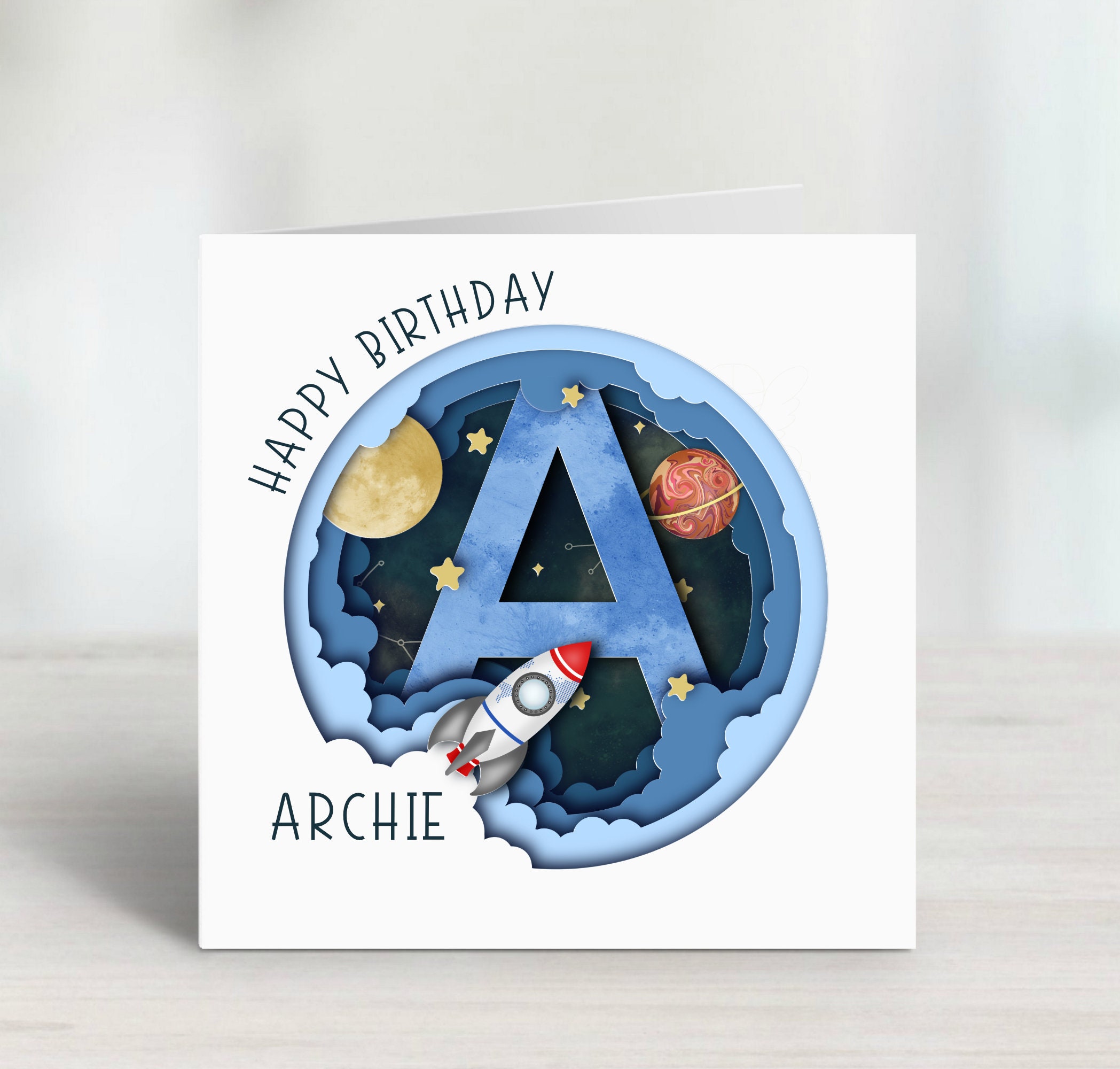 Personalised Space Birthday Card Space Theme Card - Etsy UK