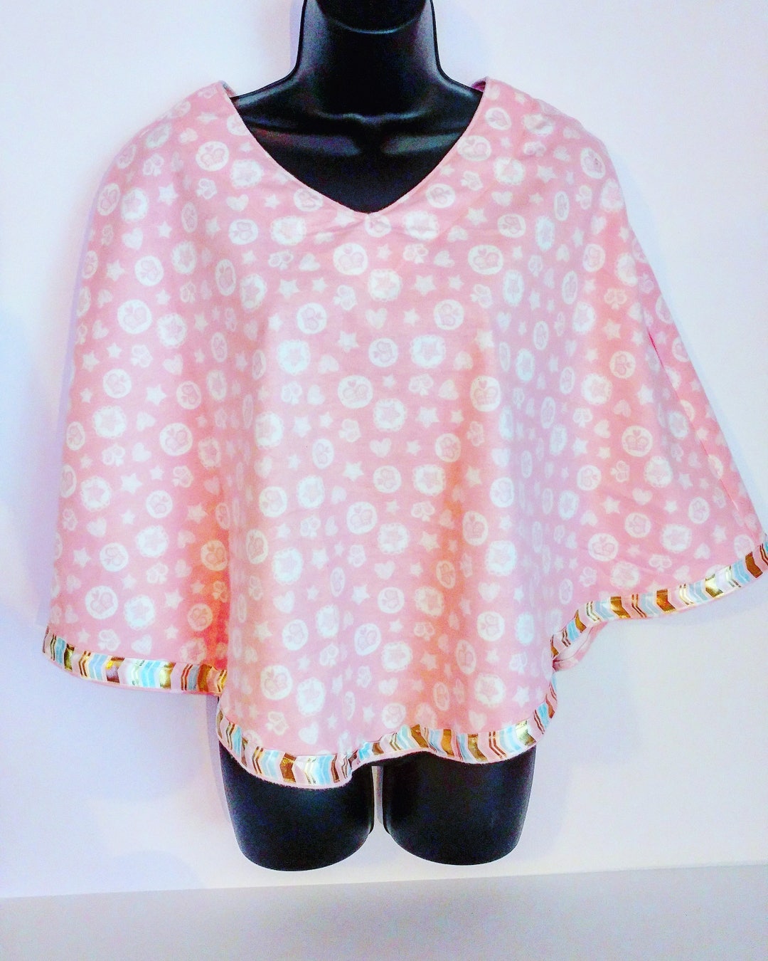 Girls Pink Poncho, Girls White Poncho, Girls Flannel Poncho, Girl ...