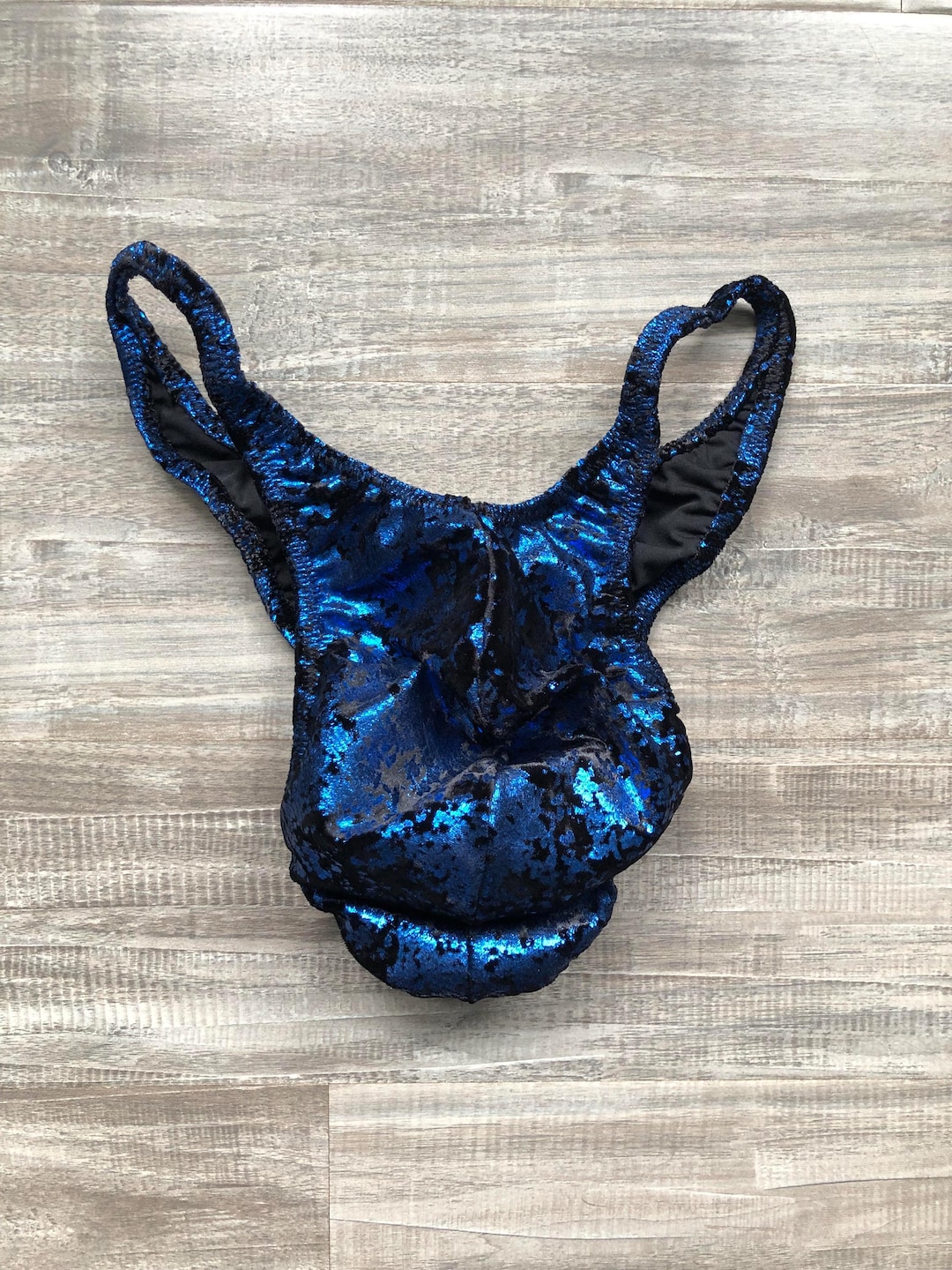 Custom Men's Bodybuilding Posing Trunks - Blue/black Distressed Velvet ...