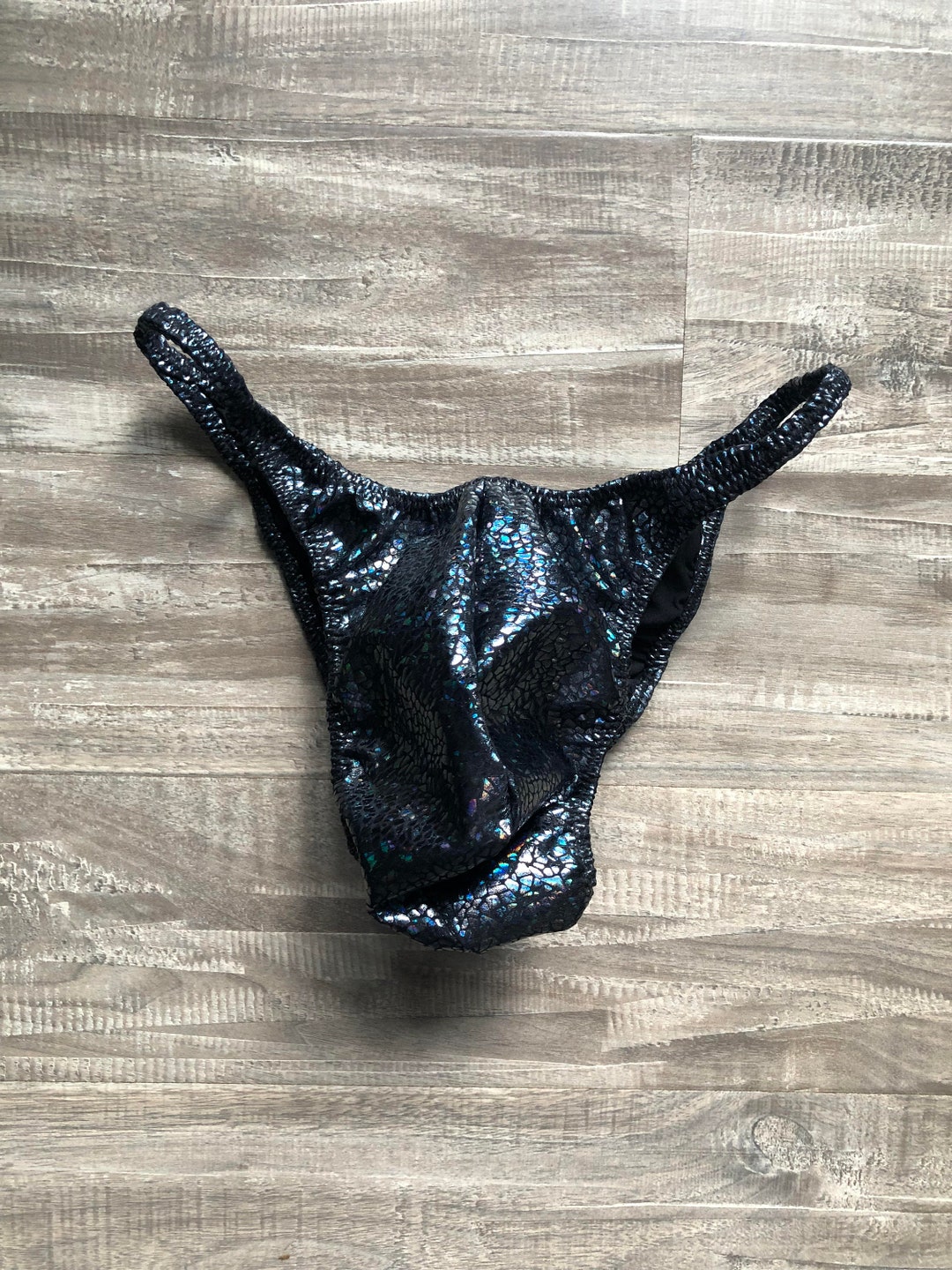 Custom Men's Bodybuilding Posing Trunks Snakeskin Black Hologram NPC ...