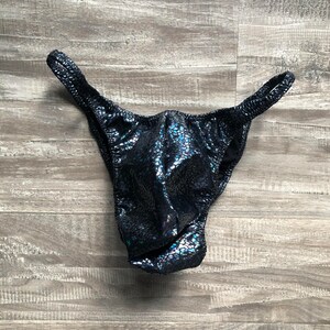 Custom Men's Bodybuilding Posing Trunks Snakeskin Black Hologram NPC ...