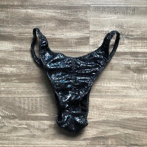 Custom Men's Bodybuilding Posing Trunks Snakeskin Black Hologram NPC ...