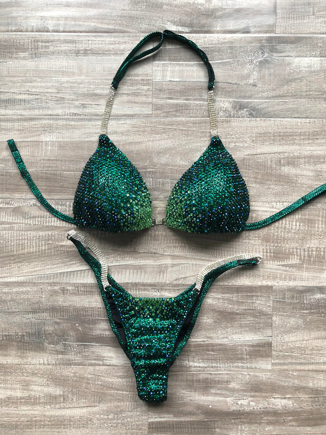 Competition Bikini Emerald Green Ombré Etsy
