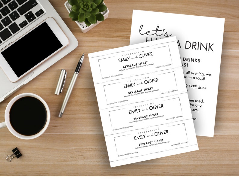 Wedding Bar Sign and Drink Tickets, Event Signage, Wedding Guest Bar ...