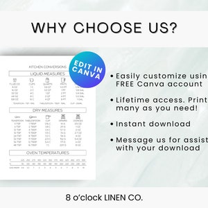 Kitchen Conversion Chart, Set of 2 Measurement Conversion Cheat Sheet ...