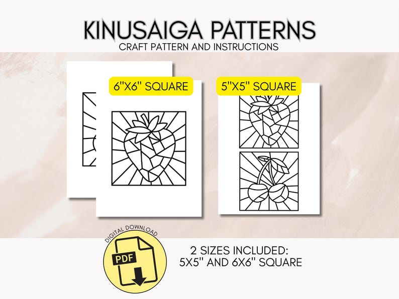 Geometric Fruit Kinusaiga Craft Pattern Bundle, No Sew Fabric Mosaic ...