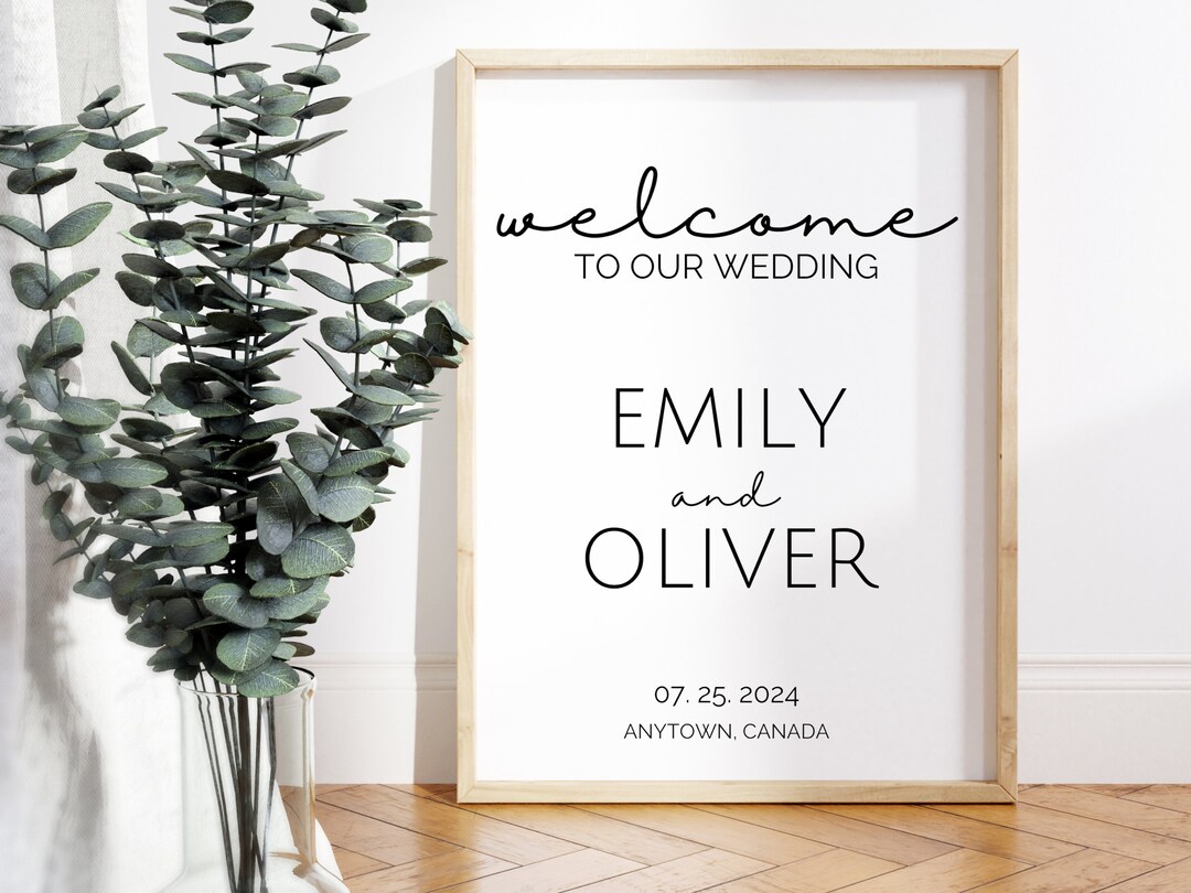 Simple Wedding Welcome Sign, Minimalist Wedding Decor, Large Modern ...