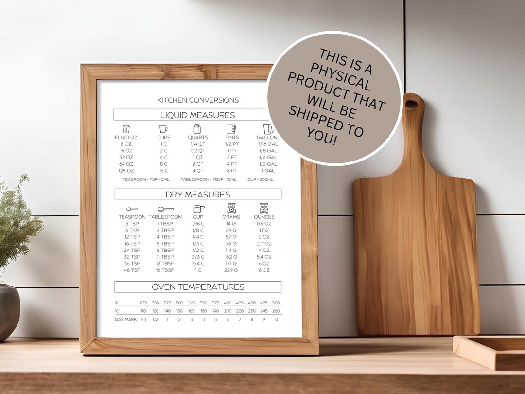 Kitchen Conversion Charts, Set of 2 Cooking and Baking Measurement ...