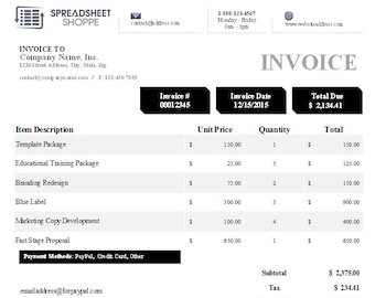Premium Invoice Template - Denali Collection (blue) - Etsy