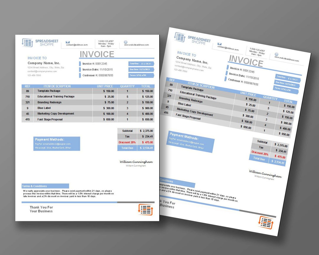 Premium Invoice Template - Everest Collection (blue) - Etsy