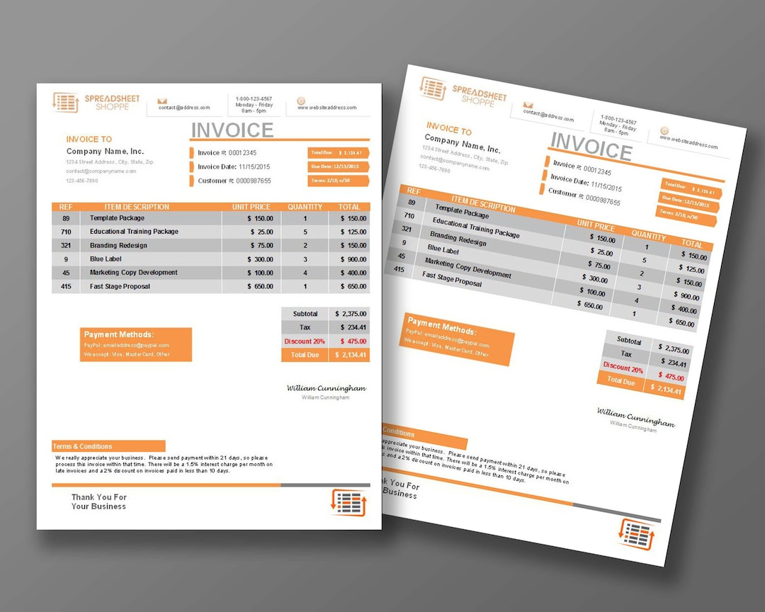 Premium Invoice Template - Everest Collection (orange) - Etsy