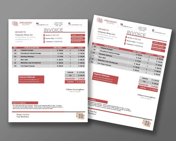 Premium Invoice Template Everest Collection red - Etsy