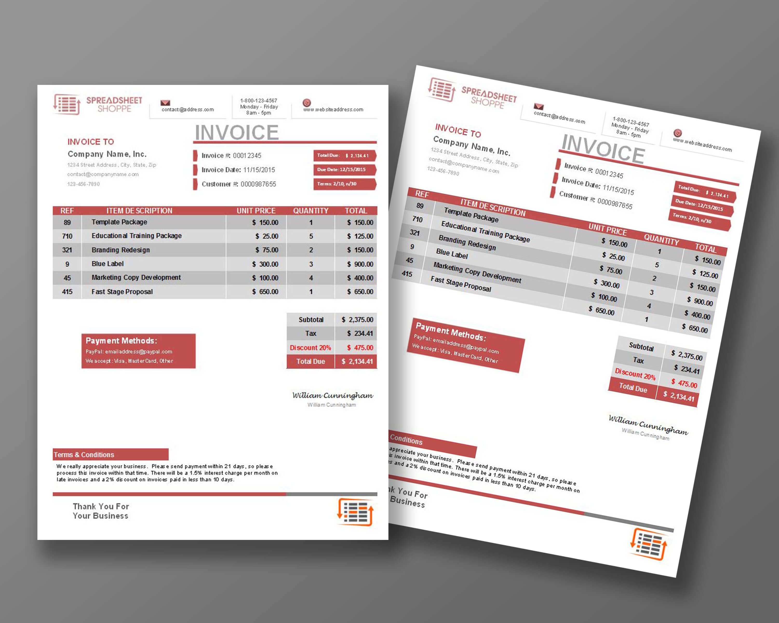 Premium Invoice Template - Everest Collection (red) - Etsy