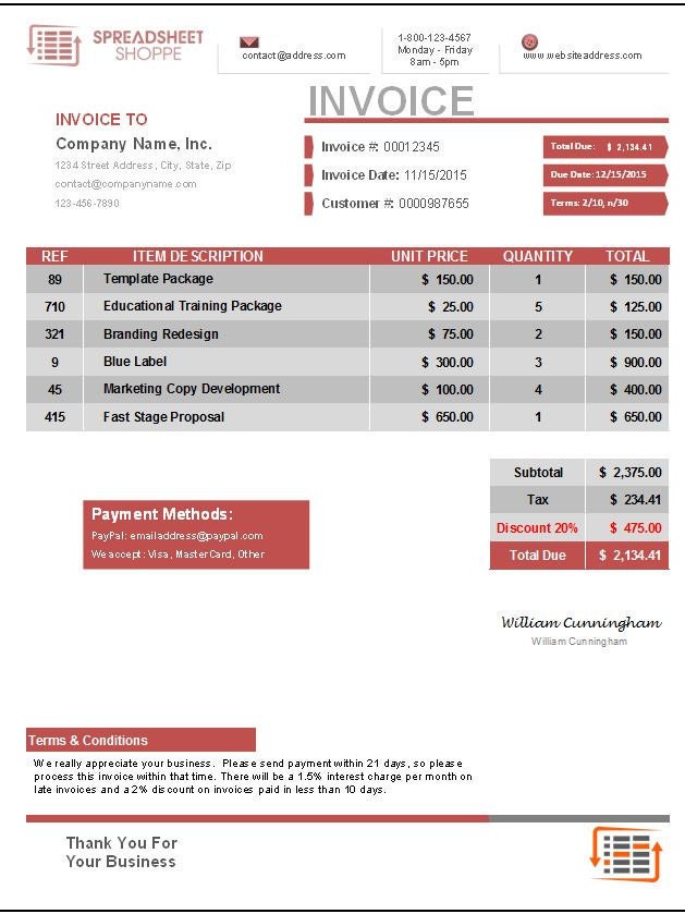 Premium Invoice Template - Everest Collection (red) - Etsy