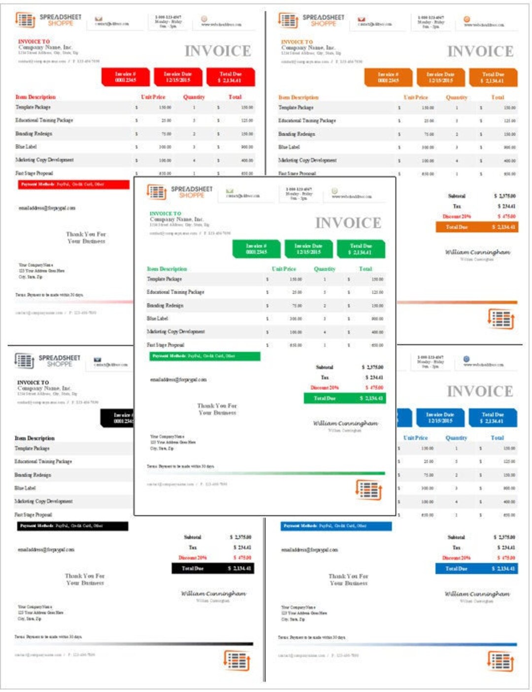 Premium Invoice Template - Denali Collection (all Colors) - Etsy