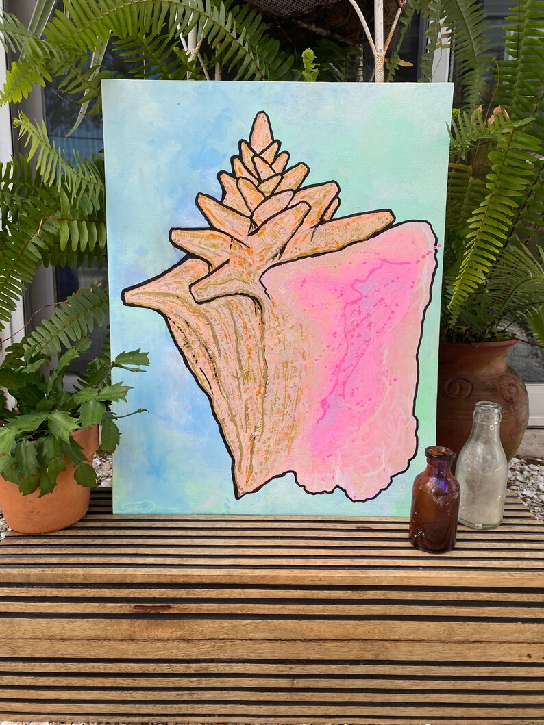 Conch Shell Painting Shell Painting Hand Painted Conch - Etsy