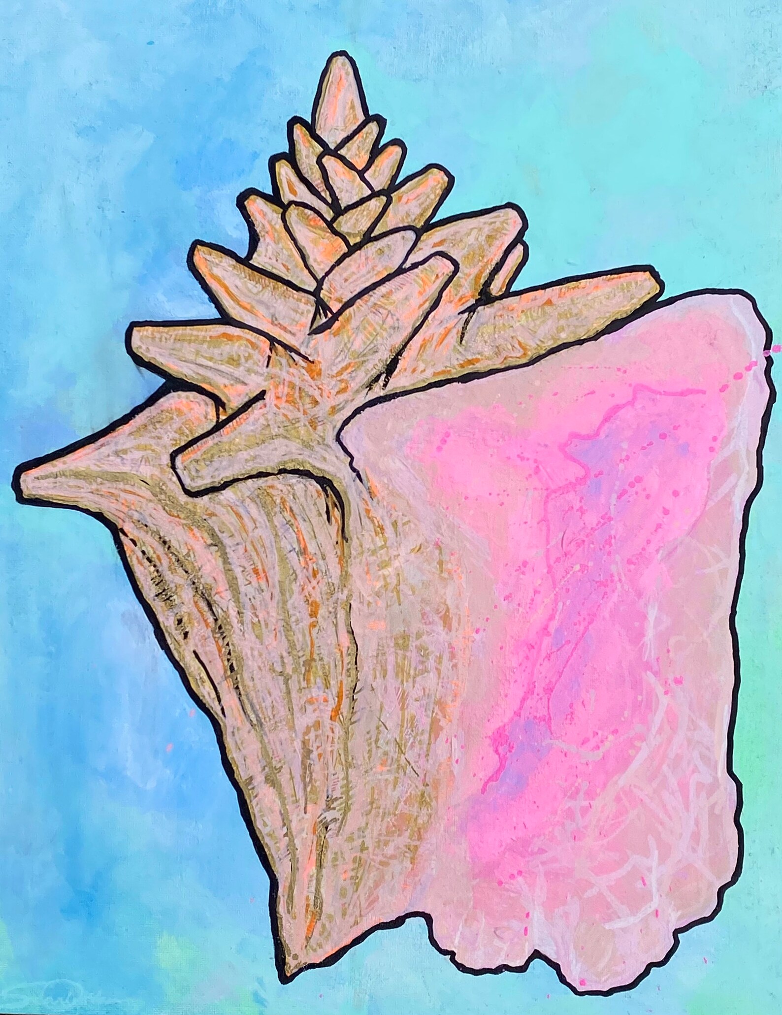 Conch Shell Painting Shell Painting Hand Painted Conch | Etsy