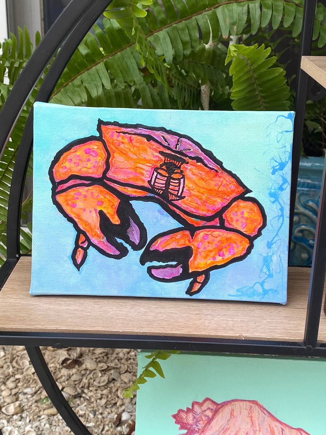 Crab Painting Crab Art Stone Crab Painting Tropical Art | Etsy