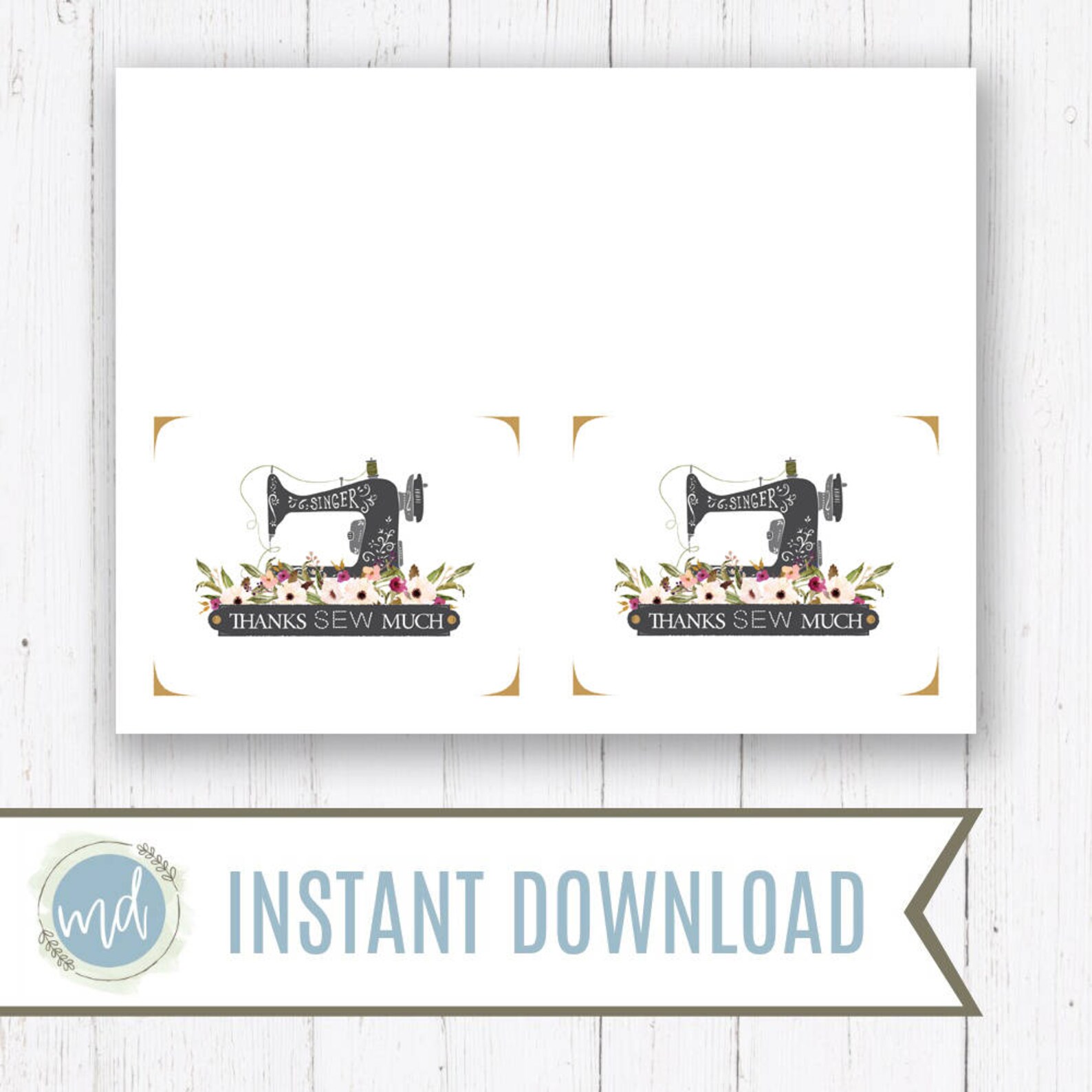 Thanks Sew Much Card - Singer Sewing Machine - Blank Card - Thank You ...