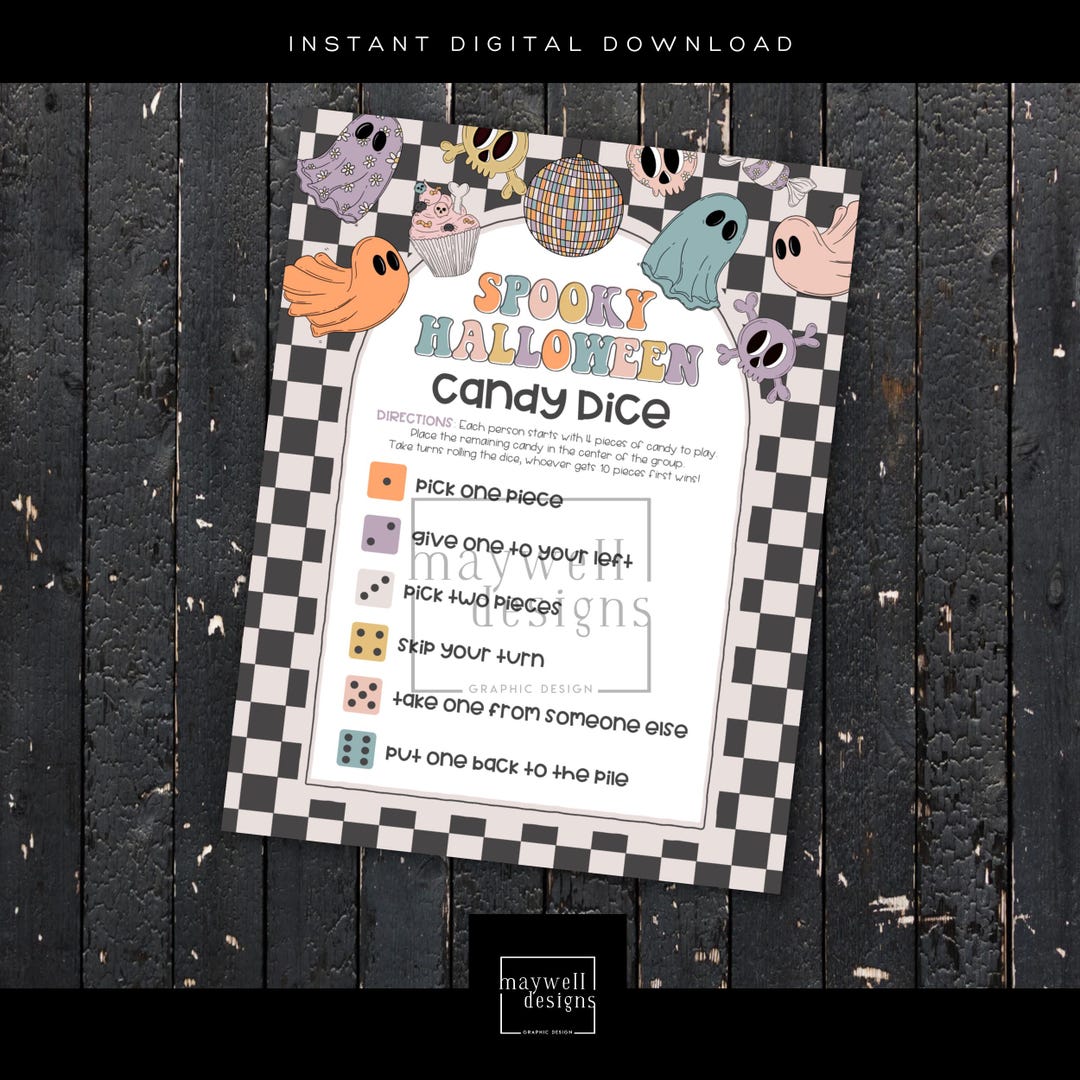 Retro Halloween Candy Dice Game, Halloween School Party Activity ...